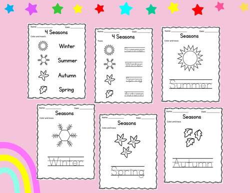 Printable Seasons Worksheets, Cut and Paste Activity for Homeschoolers ...