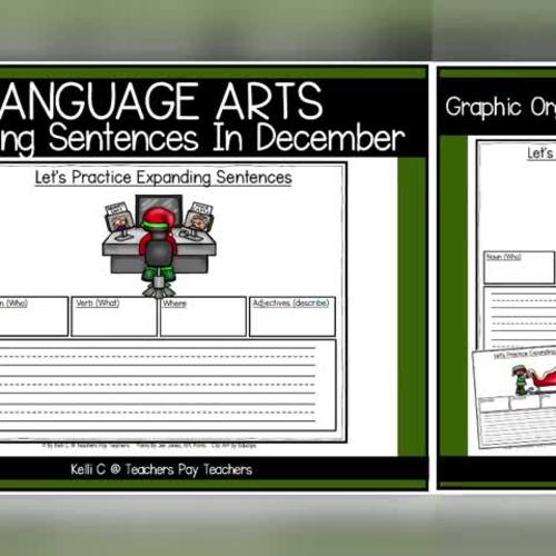 Expanding Sentences by Adding Adjectives Christmas December by Kelli C
