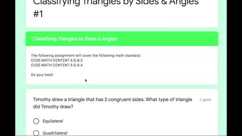 Classify Triangles by Sides & Angles Google Classroom™ Digital Quiz Set