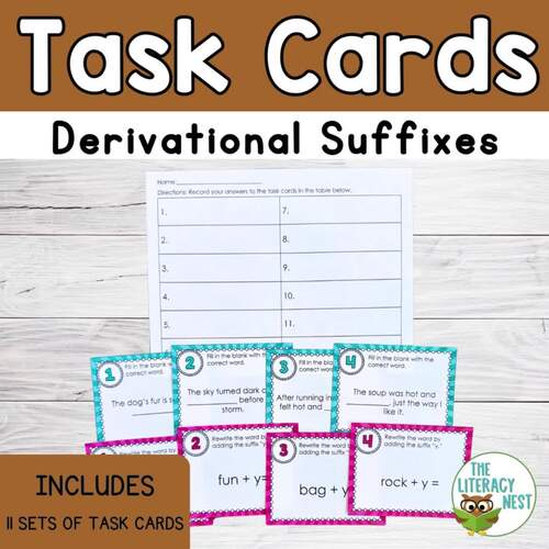 Morphology Activities Derivational Suffixes Task Cards | TPT