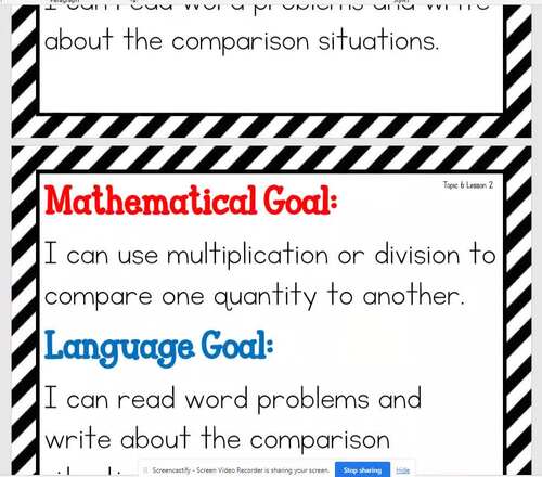 4th Grade Envision Math Learning Targets - I Can statements - Topic 6
