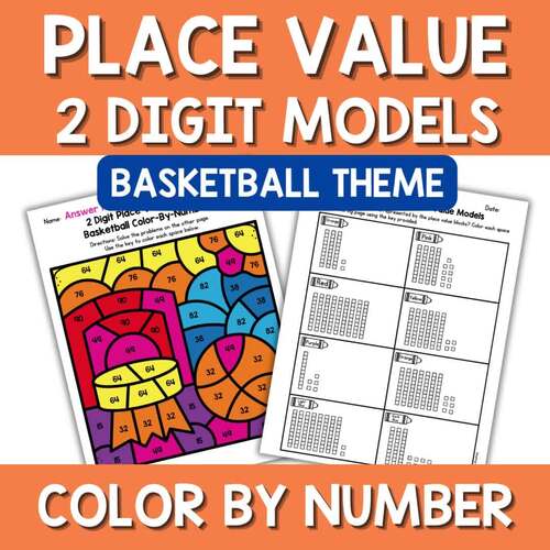 Basketball Place Value Color by Number 2 Digit Models Base 10 Blocks ...