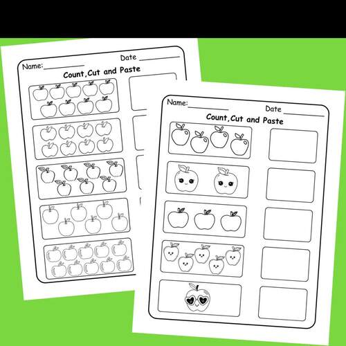 Apple Number Matching Activities for Kindergarten, Cut & Paste ...
