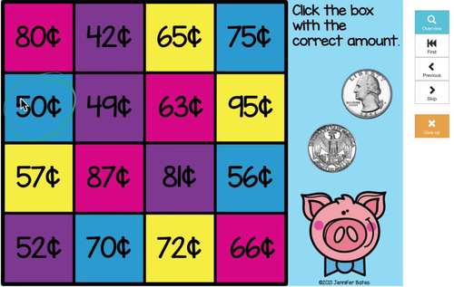 Counting Coins: Pennies, Nickels, Dimes & Quarters Boom Cards Distance ...