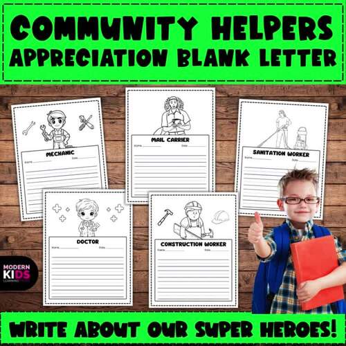 Community Helpers Appreciation Blank Letter: Write About Our Super Heroes!