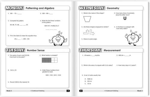 10 Minute Canadian Daily Math Grade 6 Spiral Review by Chalkboard ...