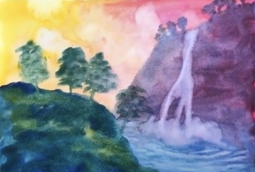 Wet-on-Wet Painting of Waterfall Video | Art Lesson 5 of 5 | Rick Tan ...
