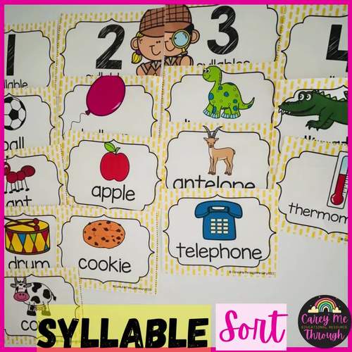 Syllables Task Cards | Phonological Awareness Activity | Literacy Center
