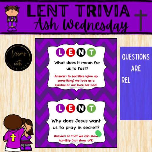 Lent Trivia Activity Card Game (No Prep Ash Wednesday Printable)
