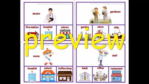 Occupation- Where do they work? Who works here? – Clip Task cards