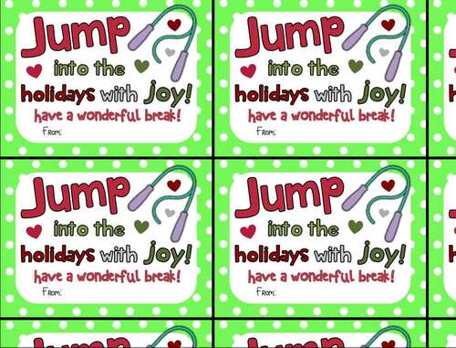 Jump Rope Winter Holiday Gift Tag- Jump into the holidays with joy ...