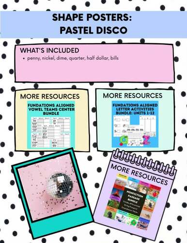 Pastel Disco Themed Money/Coin Posters by Ms Beh in K | TPT