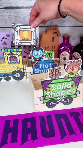 Spooky Train Halloween Math & Literacy Sorting Center Activity Shapes ...