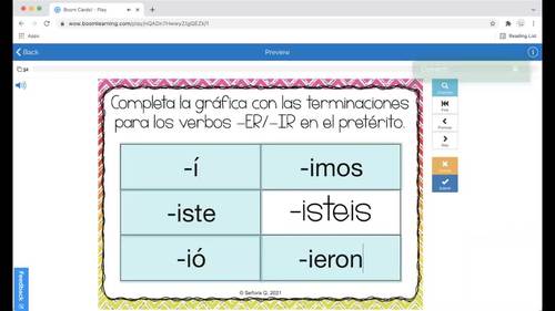 Spanish ER IR Preterit Verbs Boom Cards by SenoraQ | TPT