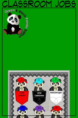 CLASSROOM JOBS Green Panda Theme Classroom Decor Editable by Barbara Evans
