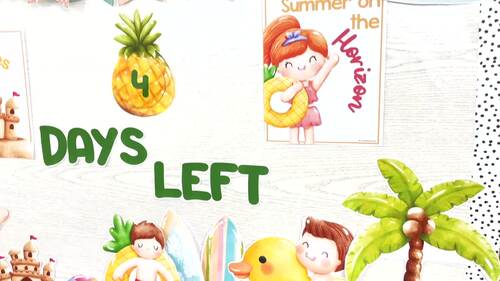 Countdown to Summer Classroom Decor, Watercolor Bulletin Board Kit, EOY ...