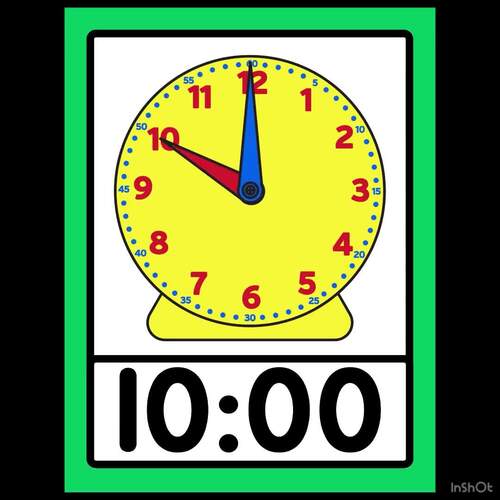 Telling Time to the Hour Posters – Primary Color Math Manipulative Clocks