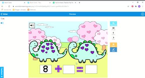 BOOM CARDS San Valentín: Sumas hasta 20 | Valentine's Addition in Spanish