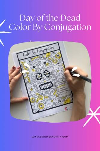 Día de los Muertos (Day of the Dead) AR Color by Conjugation Page