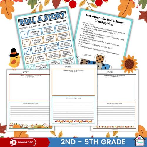 Thanksgiving Roll-a-Story for Kids – Storytelling and Writing Activity
