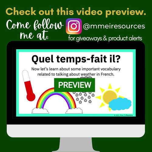 Quel temps fait-il? | French Weather | La météo | Lesson by Mme I's ...