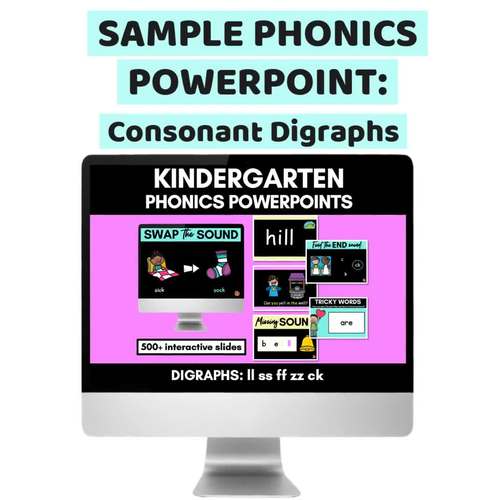 Consonant Digraph LL SS FF ZZ CK Phonics PowerPoint for Kindergarten