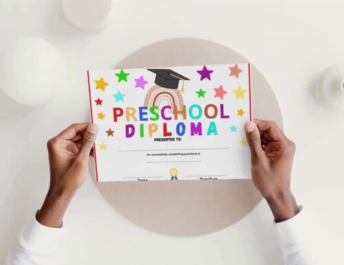 Kindergarten and Preschool Diploma Kindergarten Graduation Certificate