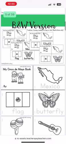 Cinco de Mayo Mini Book | Tracing, Reading, Writing, Vocabulary | Color ...