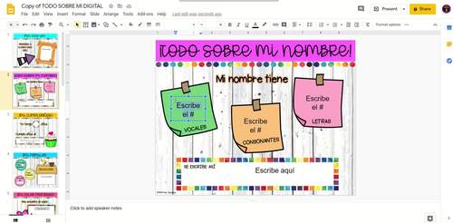 All about me in spanish | Back to School | Todo sobre mi en Google Slides