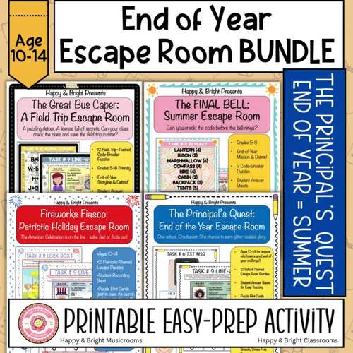 End of Year Escape Room BUNDLE for Middle School, Printable Code ...