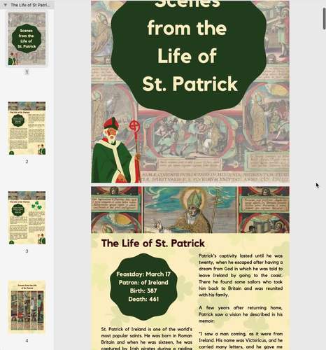 St Patrick's Day Art History Workbook | Research Activity | Grades 7-12