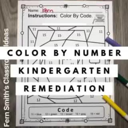 Teen Numbers 11 to 15 Color By Number For Math Remediation | TPT