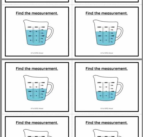 Liquid Measuring Cups for Cooking Task Cards for Special Education