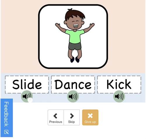 Identifying Action Words or verbs GIF with audio Boom Cards set 2