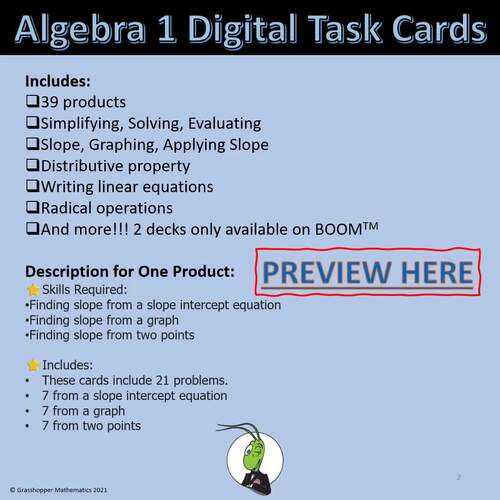 Algebra 1 Boom Digital Task Card Bundle on Graphing, Solving and Factoring