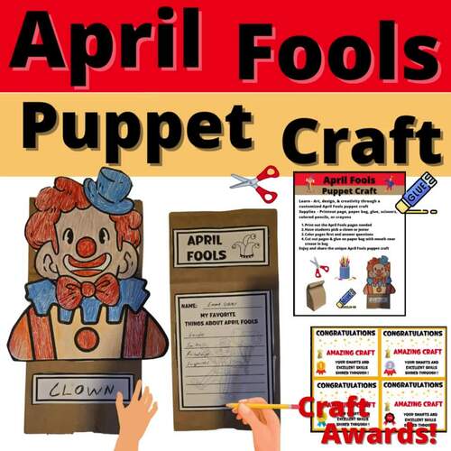 April Fools Day Puppet Craft Activity Clown Jester & Mime and Bonus Awards