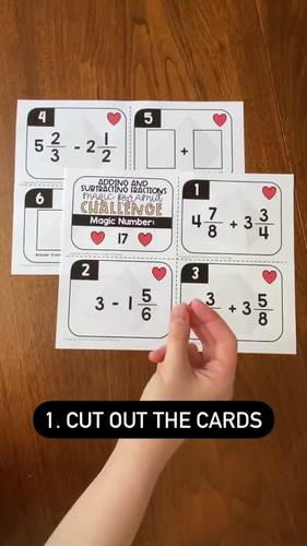 Adding and Subtracting Fractions Game Printable VERSION A by Well ...