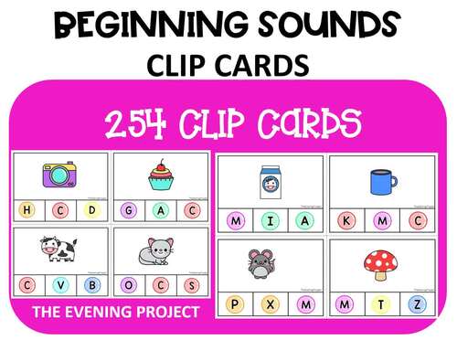 Beginning sounds clip cards for K+ and Special Education by THE EVENING ...