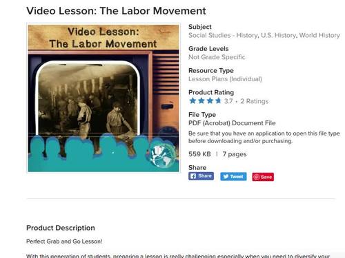 Video Lesson: The Labor Movement by Social Studies Studio | TPT