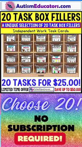 AUTISM EDUCATORS Custom Task Boxes Activities BUNDLE TWO for JENNIFER W.
