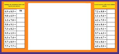 Halloween Pumpkin House Decimal Multiplication Pixel Art Mystery Reveal