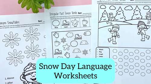 Snow Day Themed Language Worksheets and Activities for Speech Therapy ...