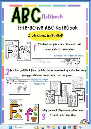 ABC Interactive Notebook | Alphabet Paper Craft by Lielos Art | TPT