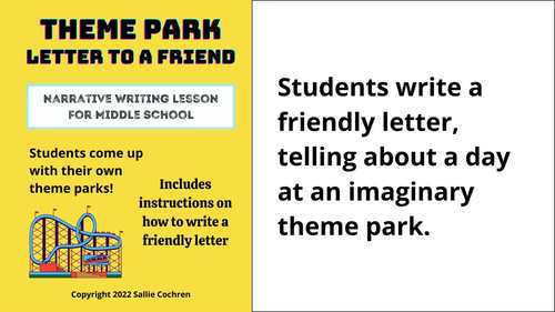 Theme Park Letter to a Friend (Narrative Writing Lesson for Middle School)