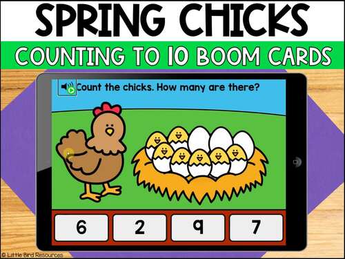 Spring Chick Counting Objects to 10 Boom Cards | Preschool Math Numbers ...