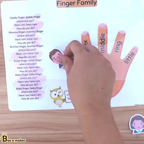 Finger family nursery rhyme busy book activity page by Bee a maker