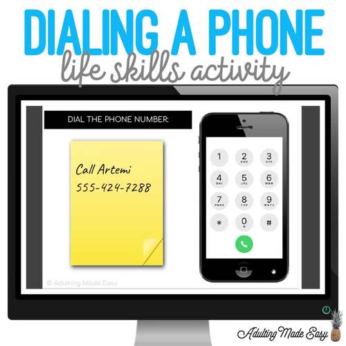 Dialing a Phone - Independent Skills - Boom Cards & Interactive PDF