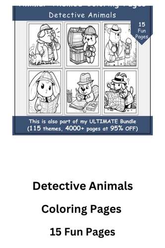 Detective Animals Coloring Sheets | Creative Activity for Kids & Students