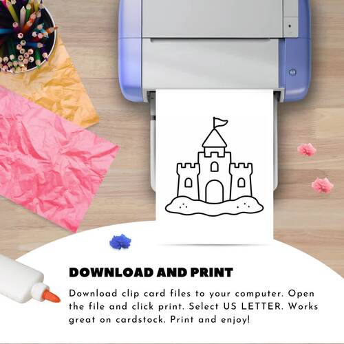 Sand Castle Craft Template, Summer Tissue Paper Art, Preschool Activity