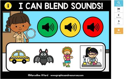 PHONEME BLENDING CVC WORDS SOUND BOARD PHONEMIC AWARENESS BOOM CARDS ...